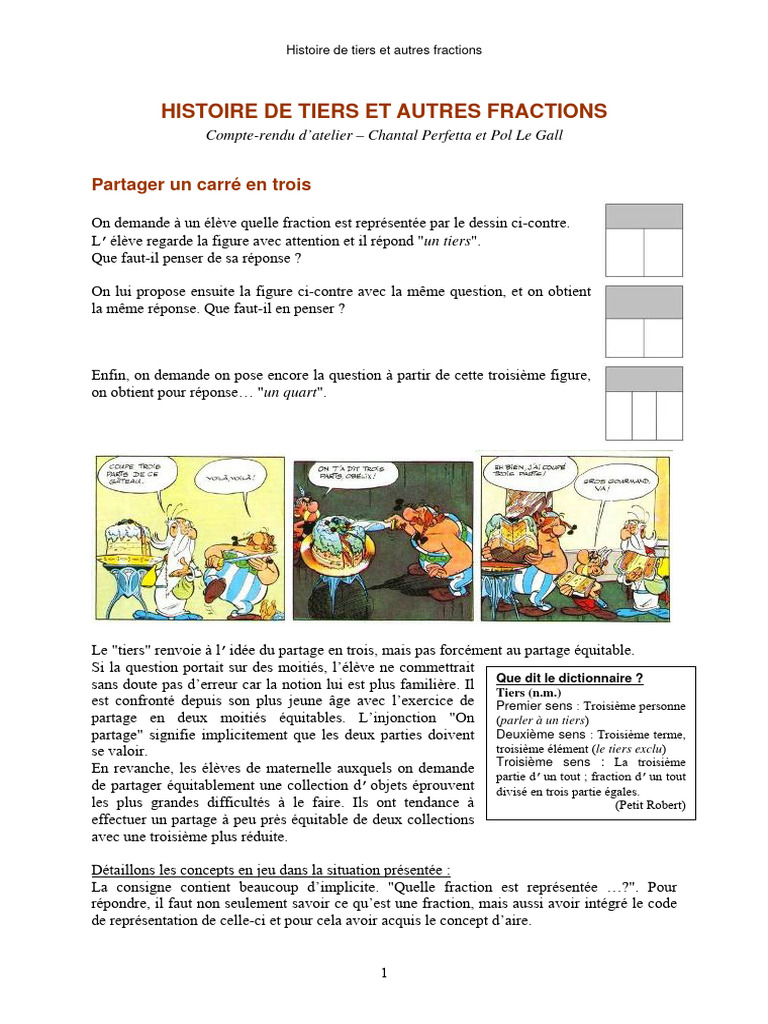 Comprendre les fractions en partage | PDF