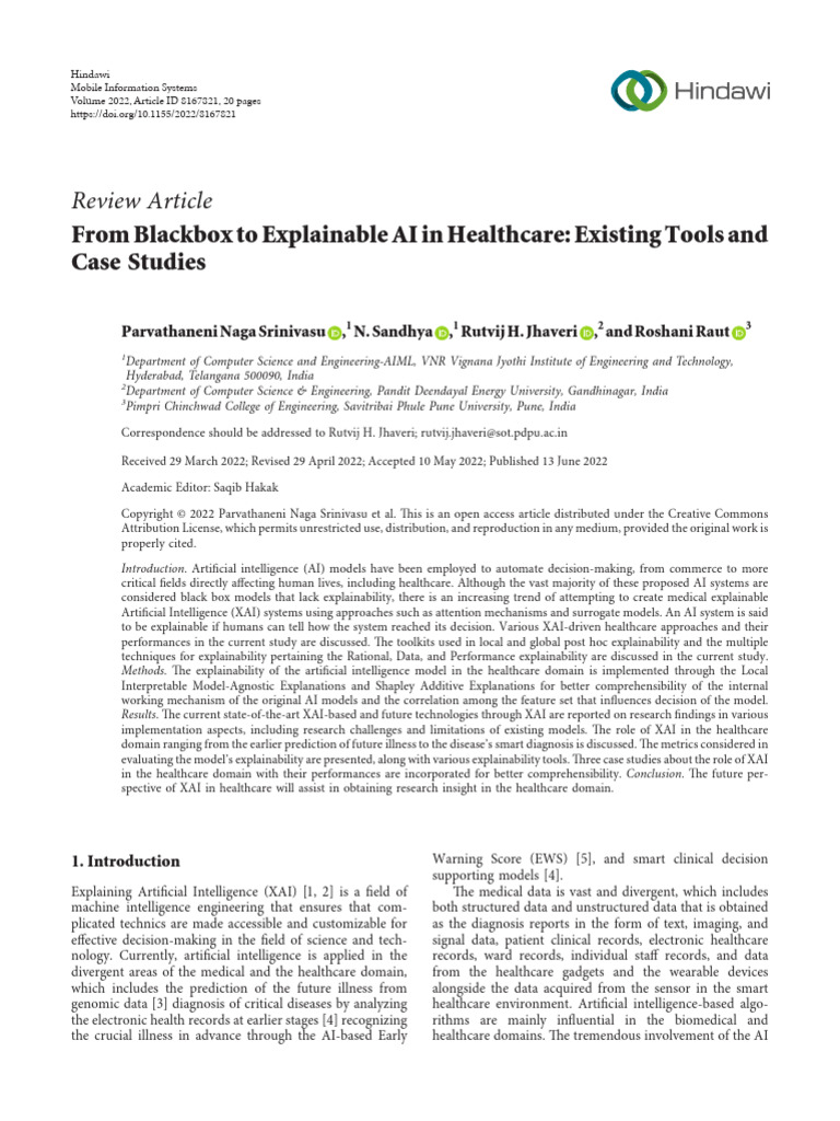 From Blackbox To Explainable AI in Healthcare: Existing Tools and Case Studies | PDF | Art ...