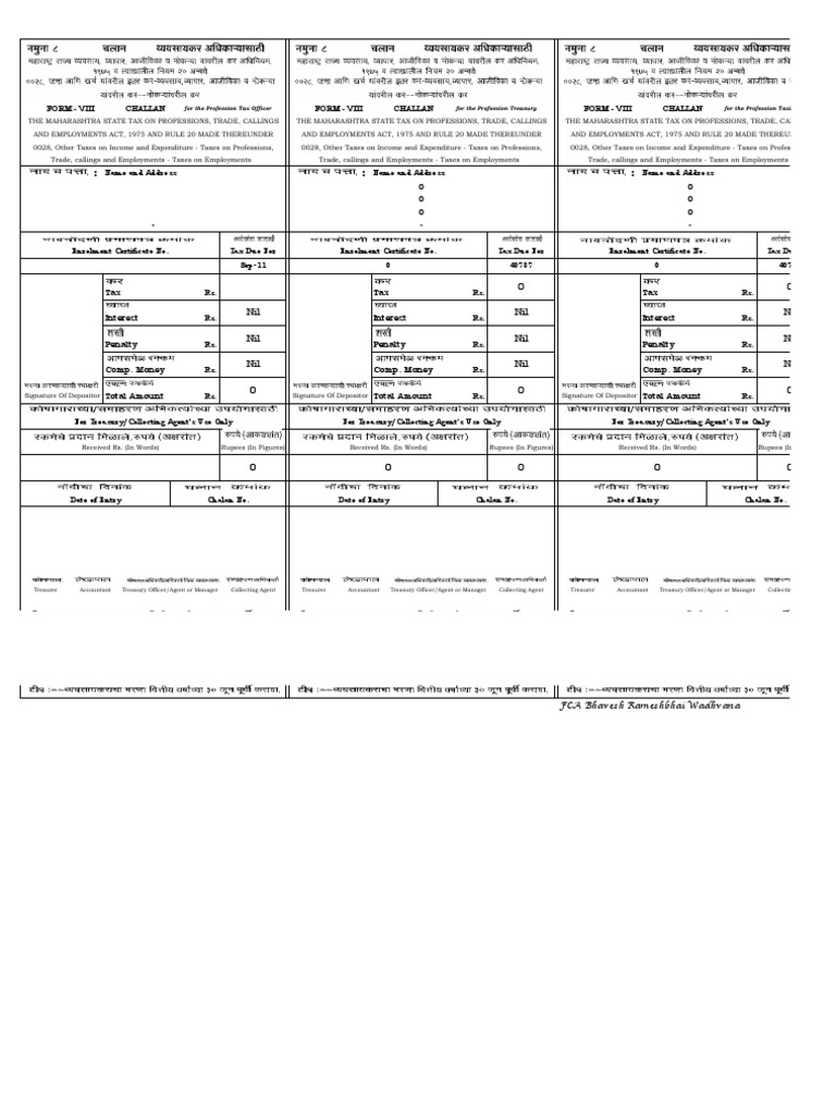 Professional Tax Challan NEw | PDF