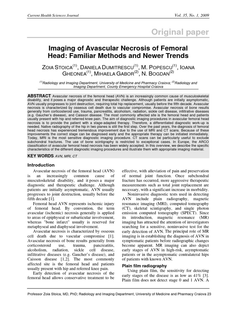 Imaging Avascular Necrosis Stages | PDF | Medical Imaging | Magnetic ...
