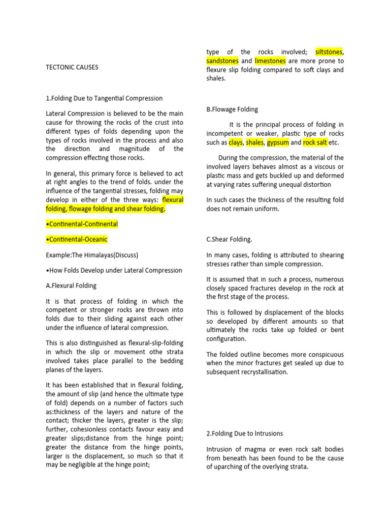 Causes of Folding | PDF | Fault (Geology) | Geology