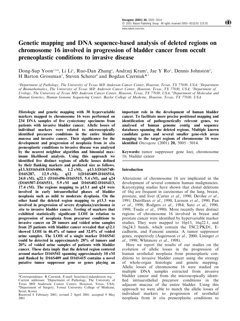 Yoon Et Al. - Genetic Mapping and DNA Sequence-Based Analysis | PDF | Neoplasms | Genetic Linkage