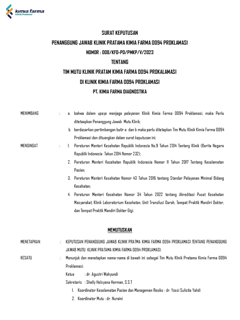 SK Tim Mutu | PDF | Pengembangan Diri