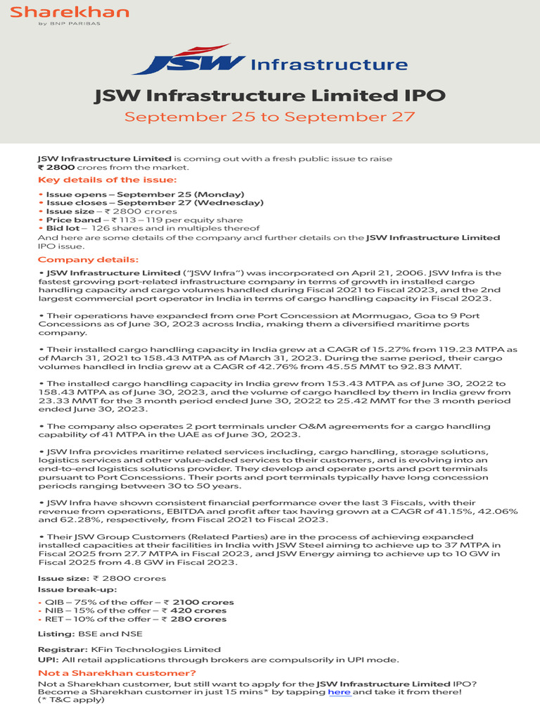 SK JSW Infrastructure IPO PDF 250923 | PDF