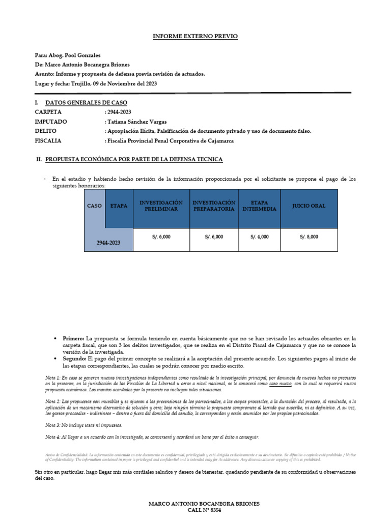 Informe Previo | PDF