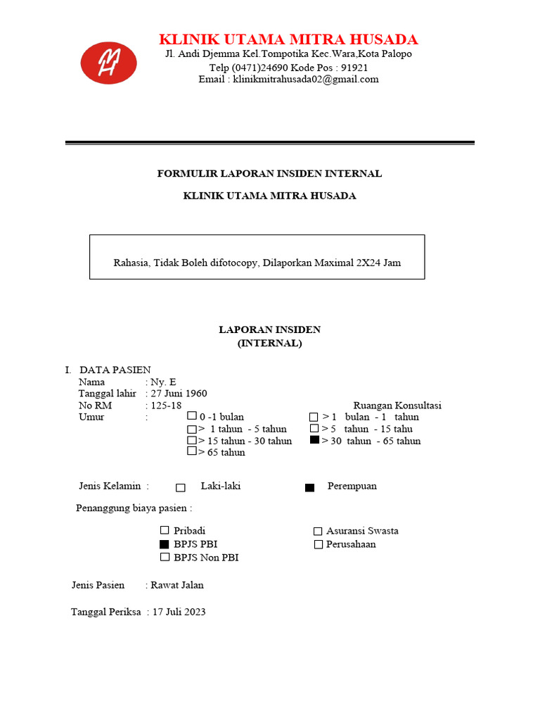 Laporan Insiden | PDF | Pengembangan Diri | Kesehatan Holistik