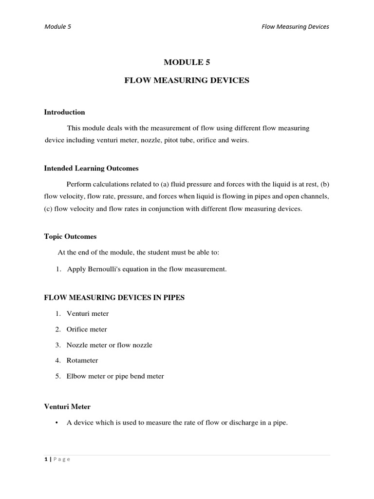 MODULE 5 Hydraulics | PDF | Flow Measurement | Nozzle