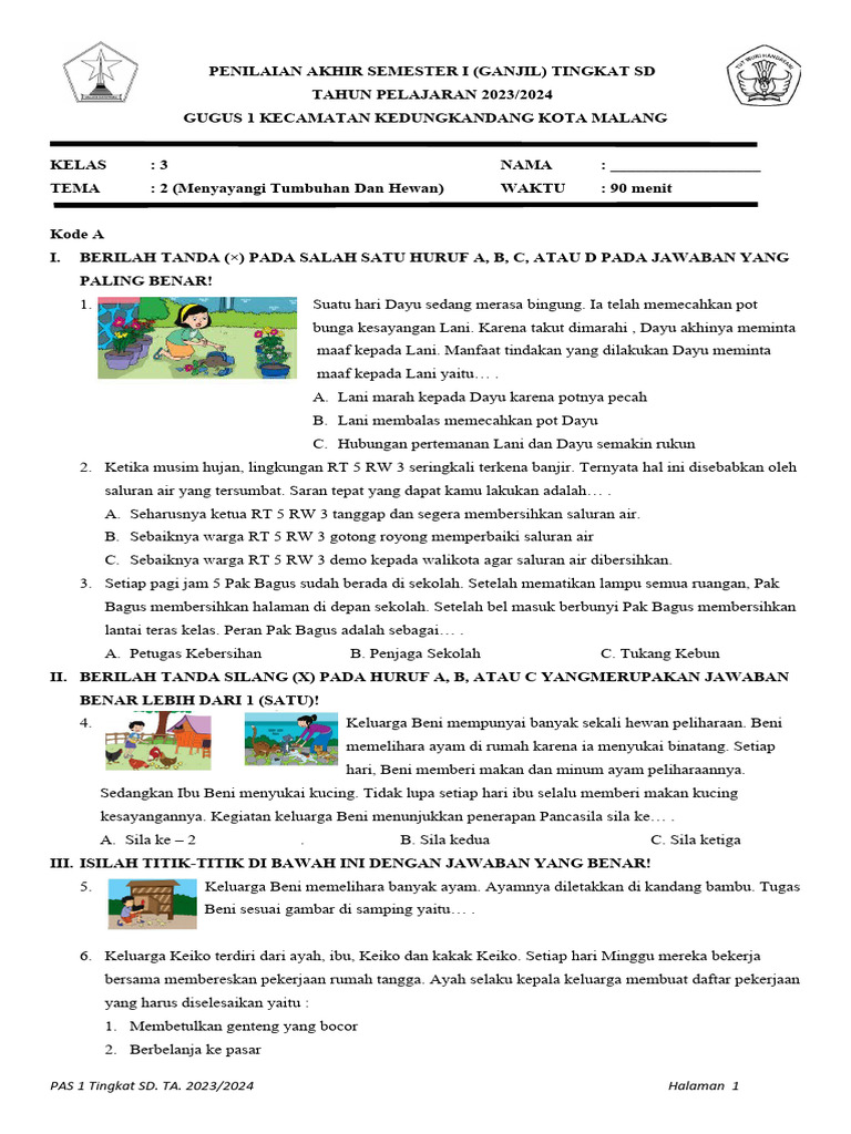 Kelas 3 - Tema 2 | PDF | Griya & Taman