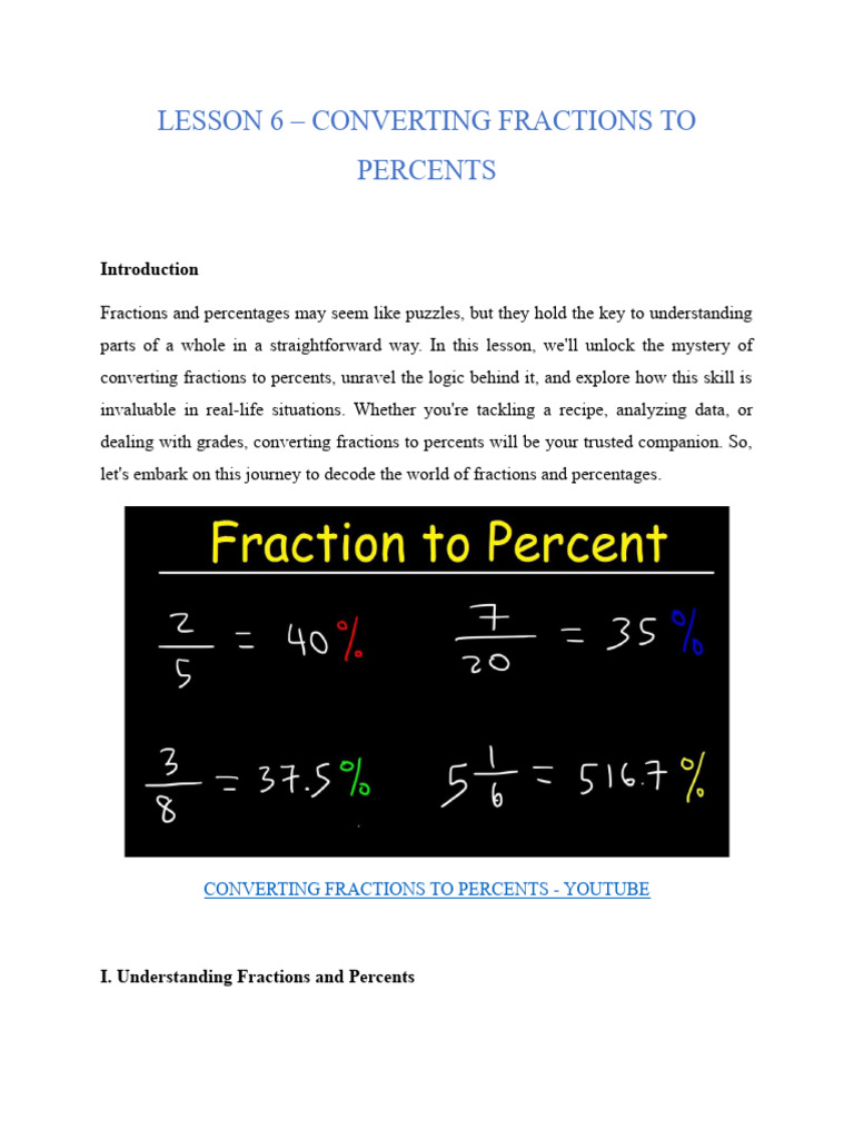 Fractions to Percents Made Easy | PDF | Career & Growth | Teaching ...