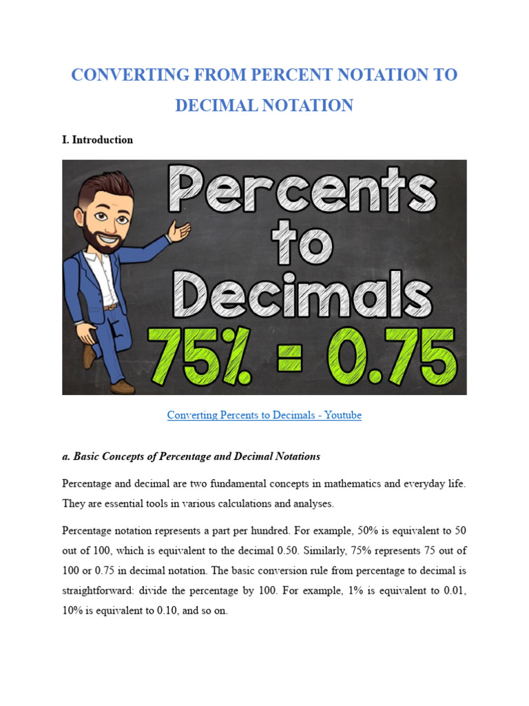 Converting From Percent Notation To Decimal Notation | PDF | Percentage ...