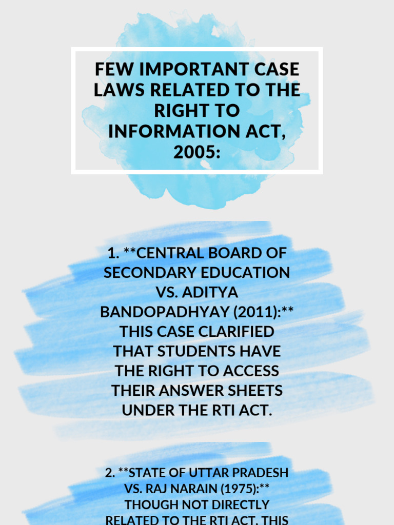 Landmark RTI Case Laws in India | PDF