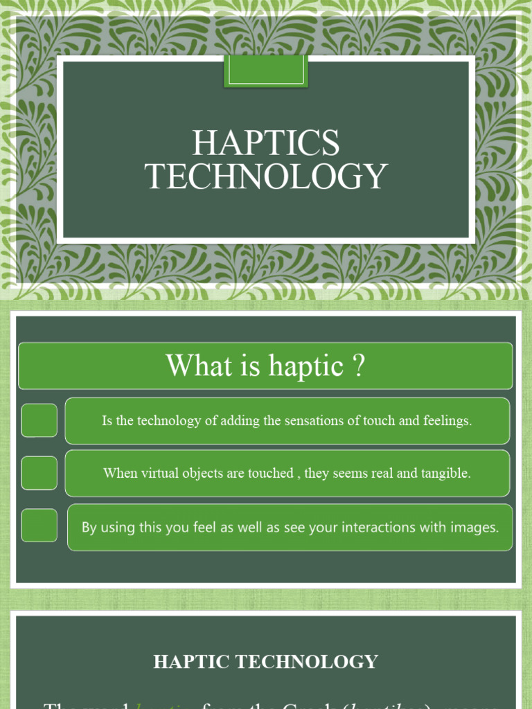 Haptics Technology | PDF | Somatosensory System | Computing