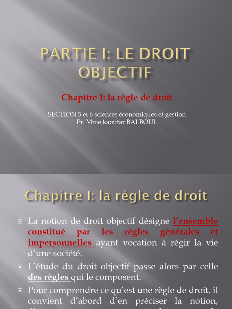 Récapitulatif Chapitre I La Régle de Droit | PDF