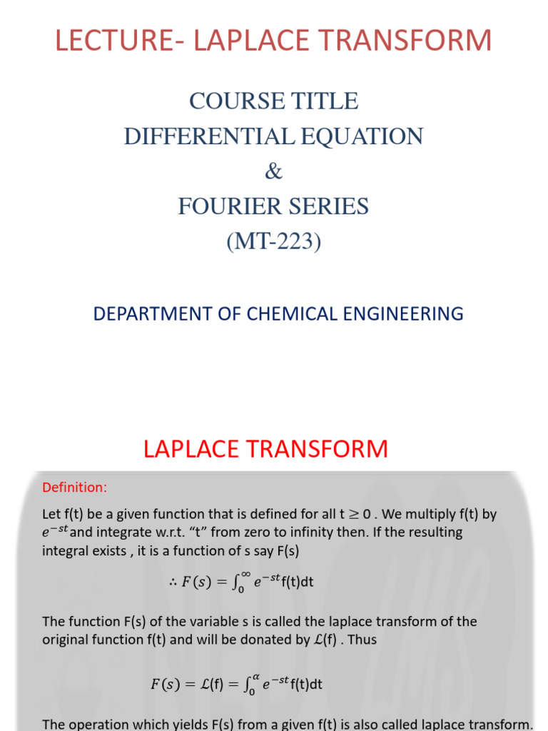 Lecture-Laplace Transform | PDF