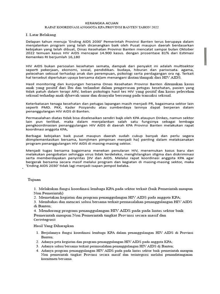 Kerangka Acuan | PDF