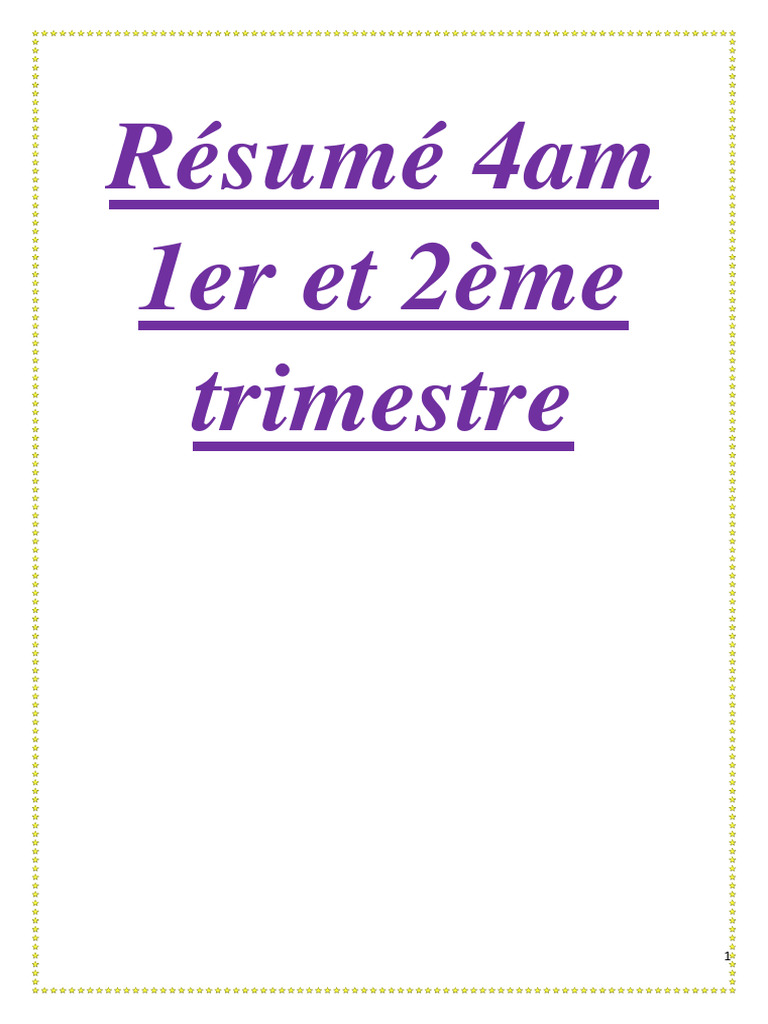 Résumé des cours de français 4AM | PDF