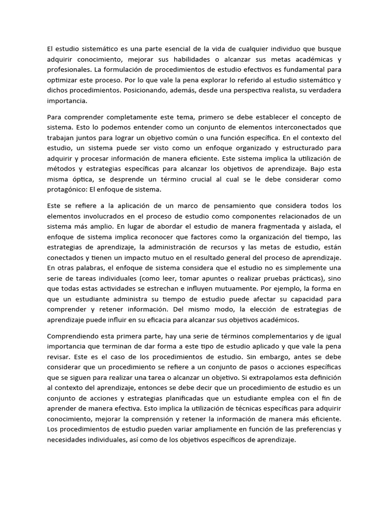 Estudio Sistemático y Formulación de Procedimiento de Estudio (Ensayo ...