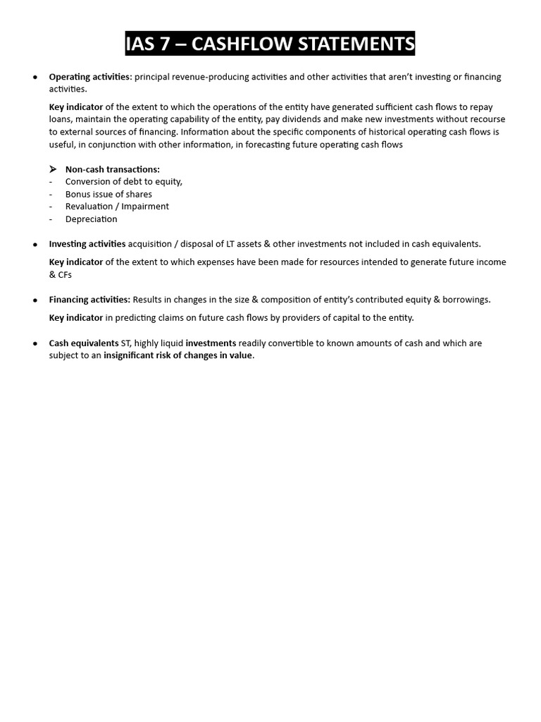 IAS 7 - Cashflow Statements | PDF