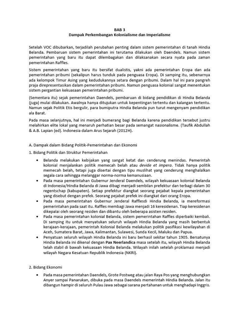 Rangkuman Sejarah Indonesia Kelas XI Bab 3 Dan 4 | PDF