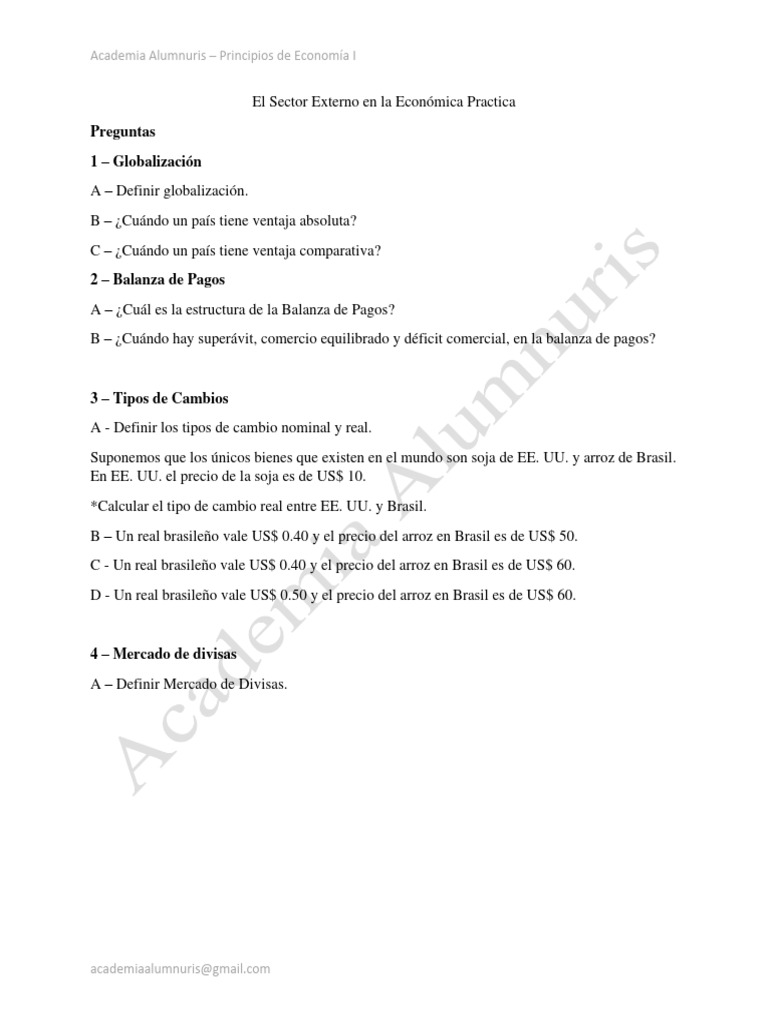 U10 El Sector Externo de La Economia Practica - Academia Alumnuris | PDF | Tipo de cambio | Moneda