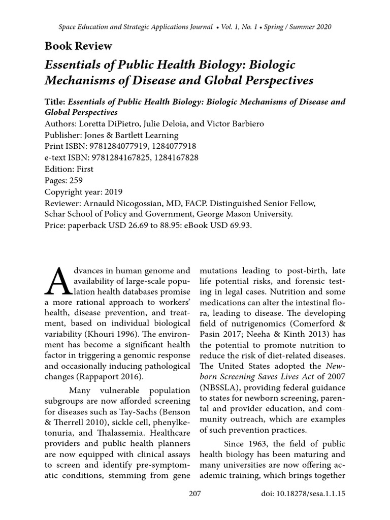 A Review of Essentials of Public Health Biology Biologic Mechanisms of ...
