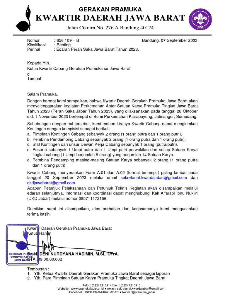 656. Edaran Peran Saka Jawa Barat Tahun 2023. | PDF