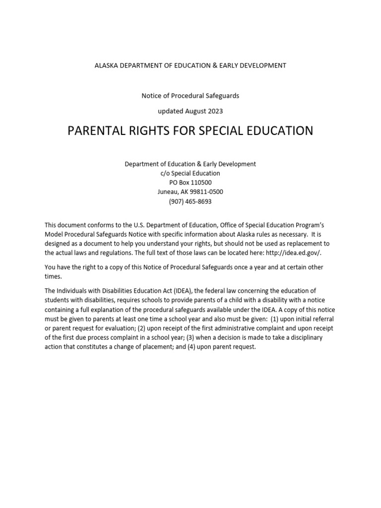 Procedural Safeguards Updated Aug 2023 | PDF