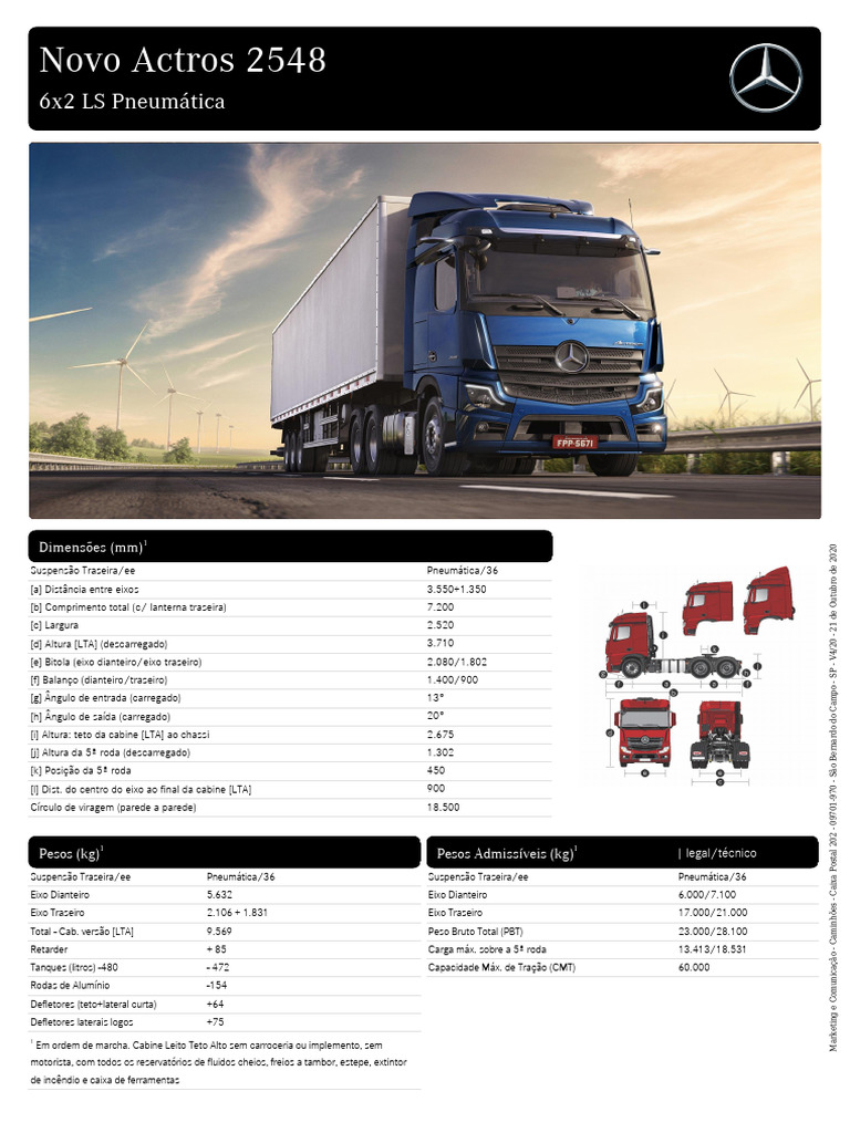Ficha Técnica Actros 2548 | PDF