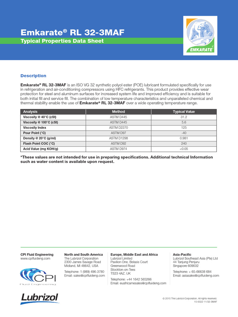 EmkarateRL32 3MAF Typical Properties Data Sheet | PDF