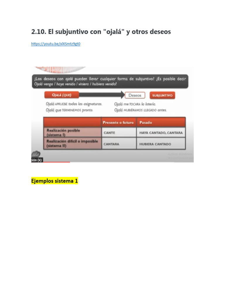 2.10. El Subjuntivo Con Ojalá y Otros Deseos | PDF | Informática