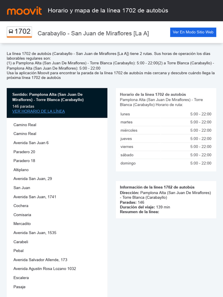 Carabayllo - San Juan de Miraflores (La A) : Horario y Mapa de La Línea ...