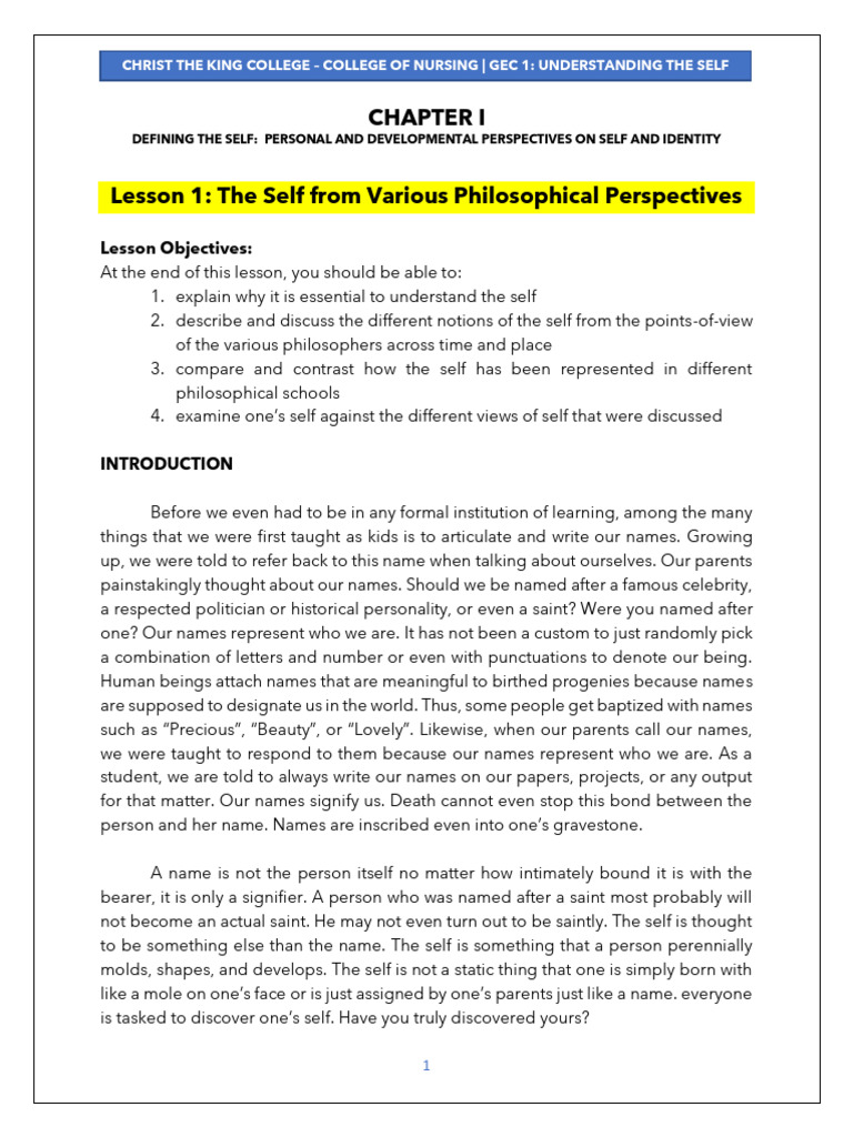 Gec 1 Lesson 1 | PDF