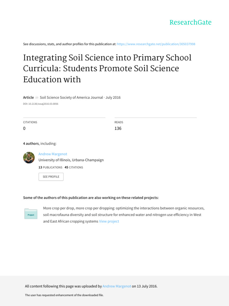 Integrating Soil Science Into Primary School Curricula Students Promote ... Integrating Soil Science Into Primary School Curricula Students Promote ...