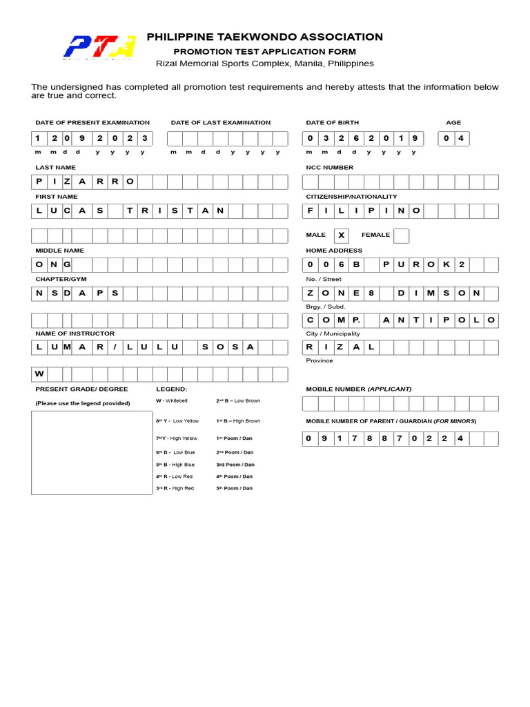 Promo PTA Form BLANK | PDF