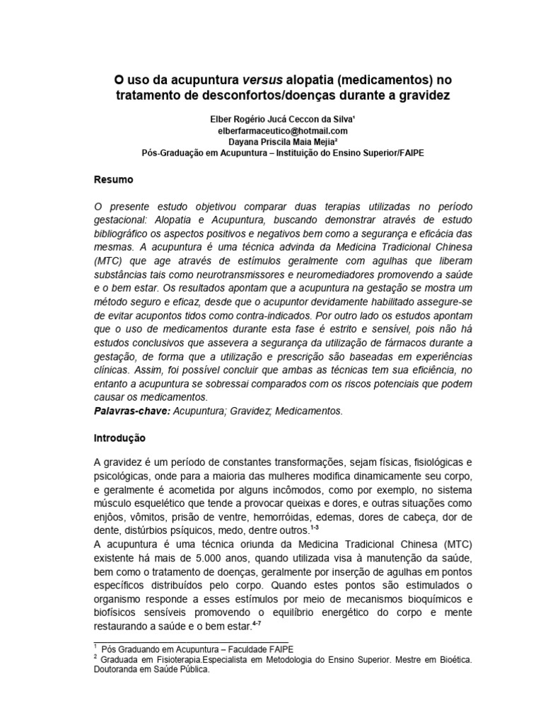 118-O Uso Da Acupuntura Versus Alopatia Medicamentos No Tratamento de ...