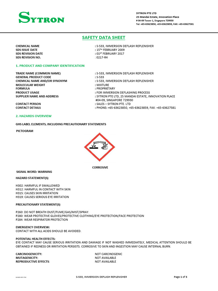 Immersion Deflash Replenisher | PDF
