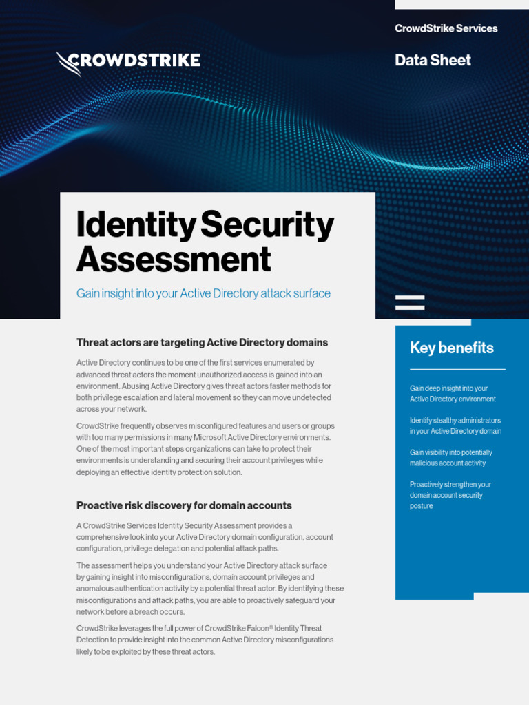 23 SRV 011 Identity Security Assessment DataSheet | PDF | Security | Computer Security