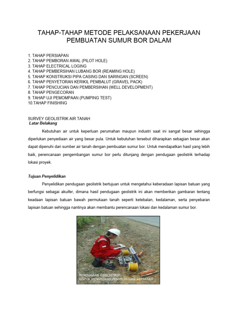 Metode Pembuatan Sumur Bor Dalam | PDF