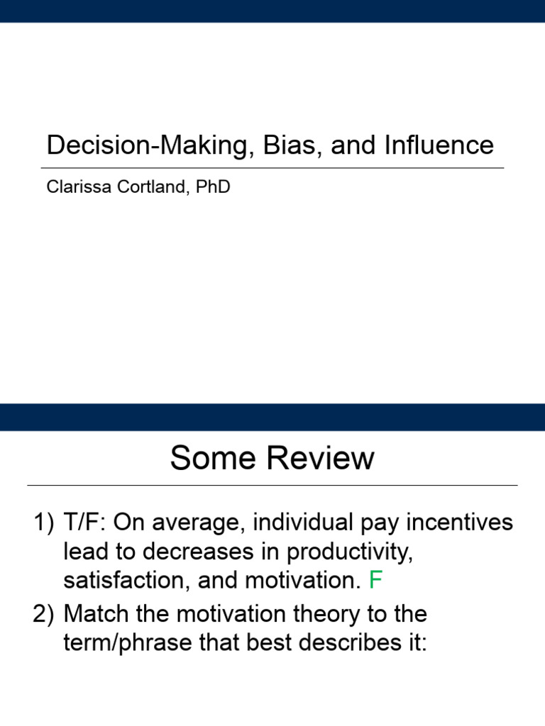 Week 7 - Decision-Making, Bias, And Influence | PDF | Persuasion ...