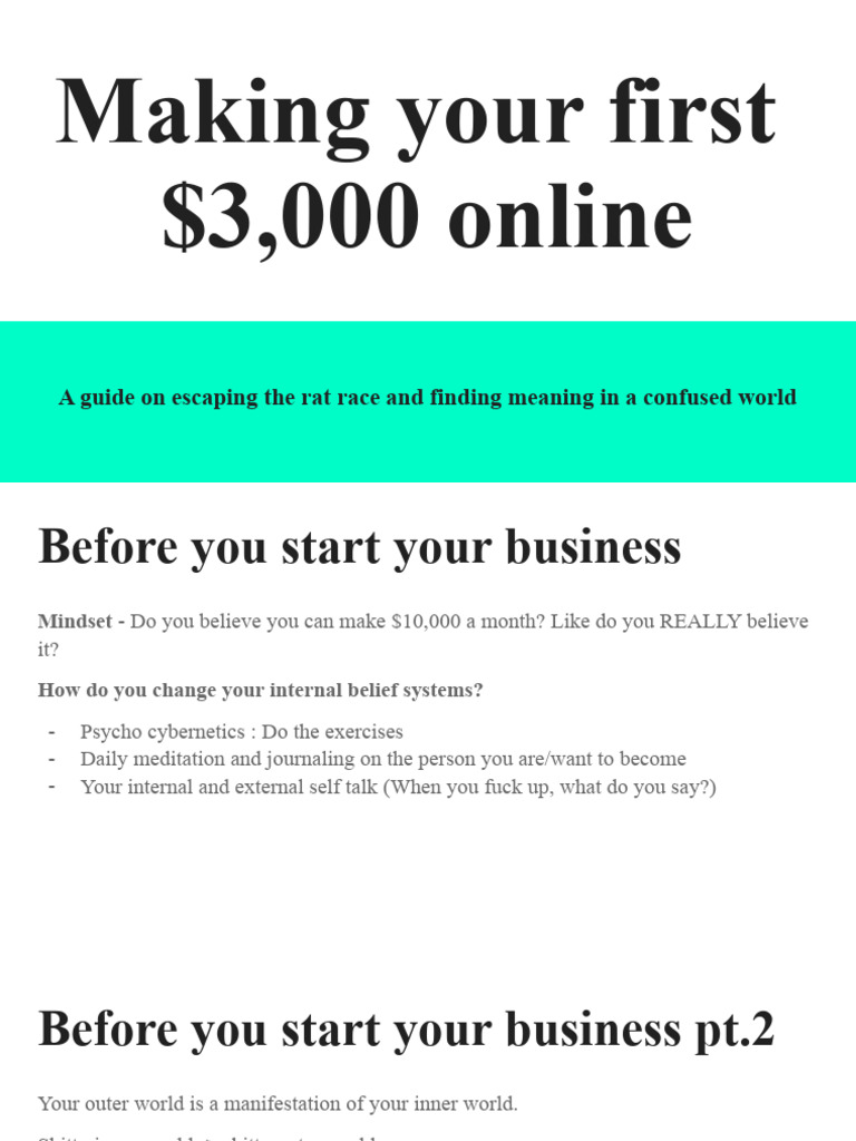 Making Your First 3k Online | PDF