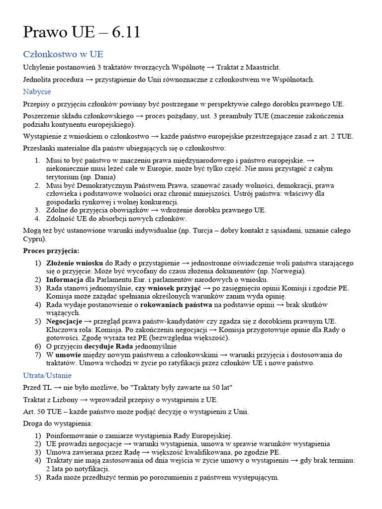 Prawo UE Skrypt | PDF