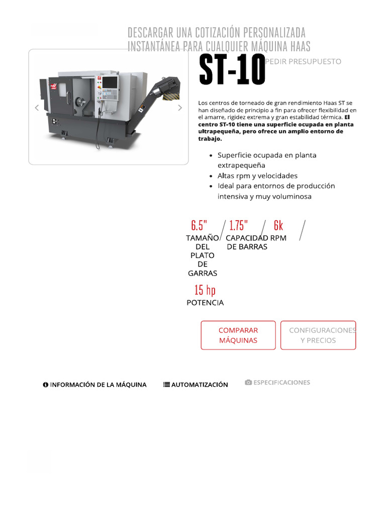 Especificaciones HAAS ST-10 | PDF