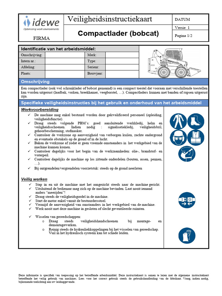 Instructiekaart Bobcat | PDF