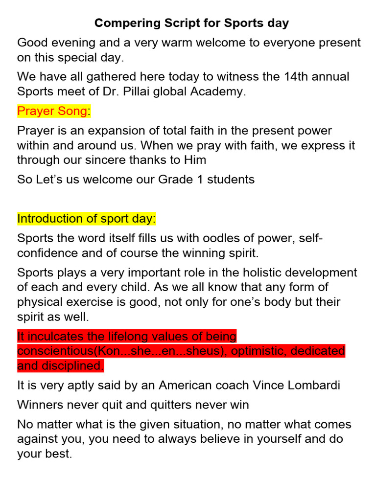 Compering Script - GR 3 | PDF