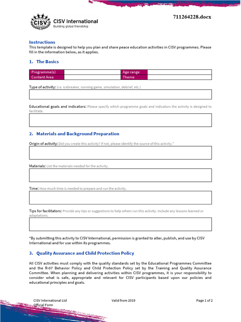 Activity Writing Template | PDF