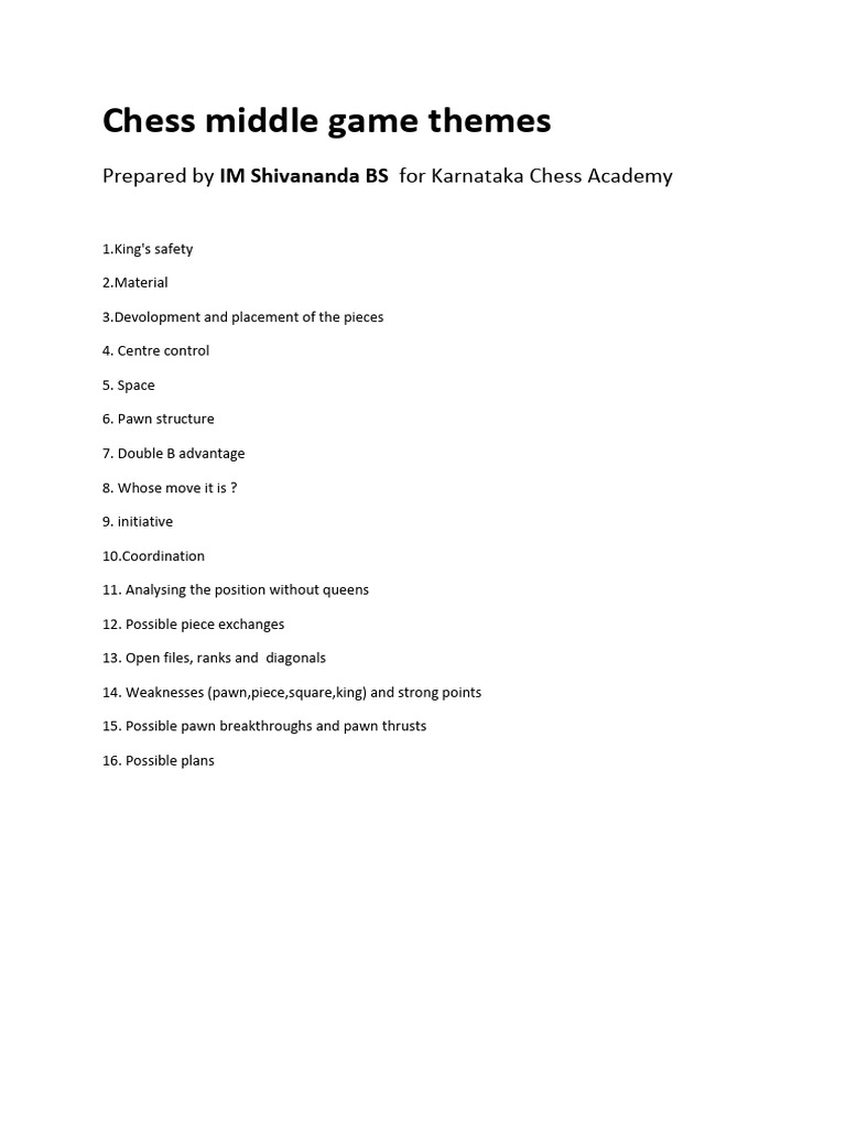 Chess Middlegame Themes | PDF