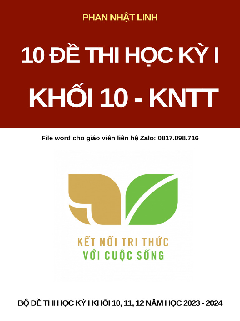 10 de Kiem Tra Cuoi Hoc Ky 1 Mon Toan 10 Ket Noi Tri Thuc Voi Cuoc Song Co Dap An | PDF