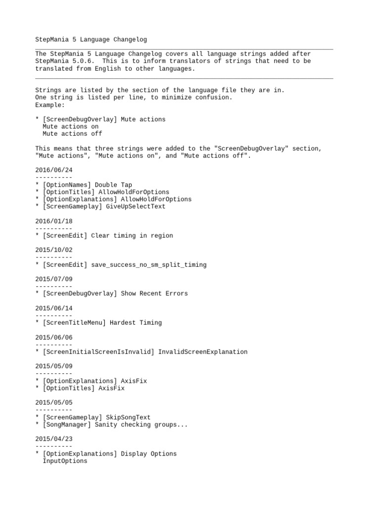Changelog Language | PDF