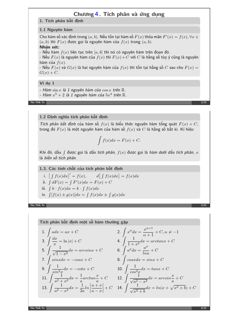 Slide - Chương 4 Tích Phân Và NG D NG | PDF