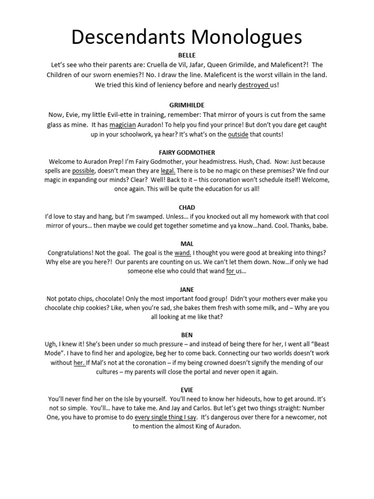 Descendants Monologues | PDF
